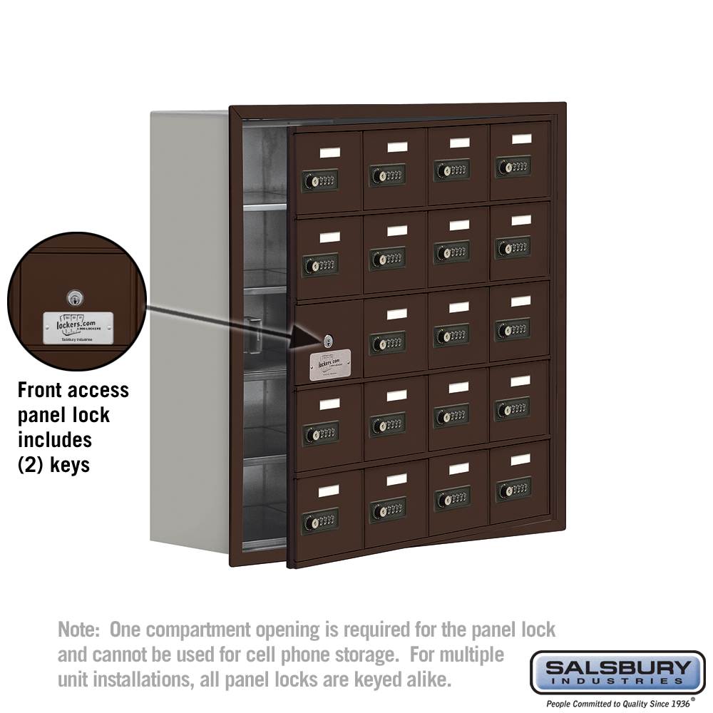 Cell Phone Locker - Recessed with Combo Locks - 20 Doors - Bronze ...