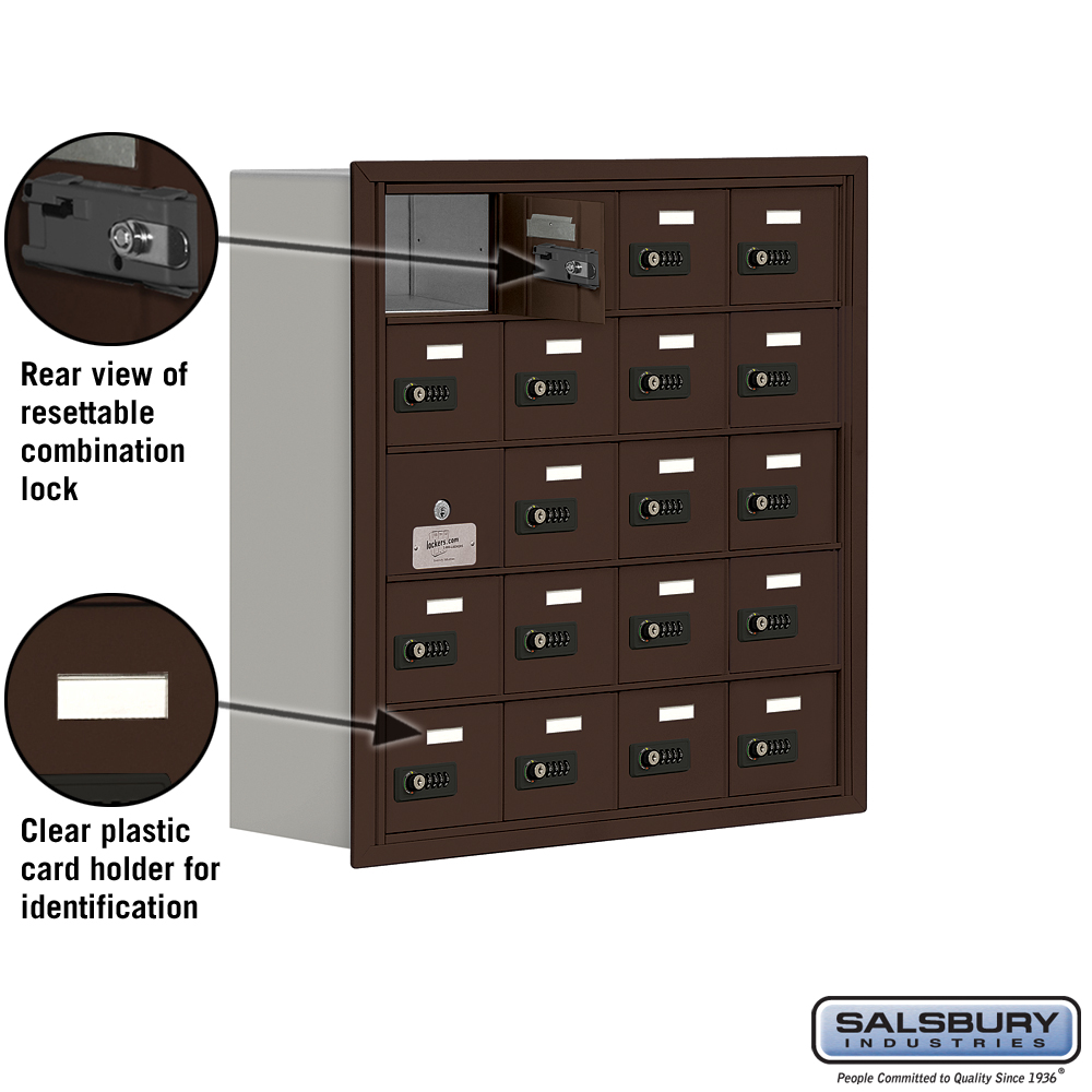 Cell Phone Locker - Recessed with Combo Locks - 20 Doors - Bronze ...