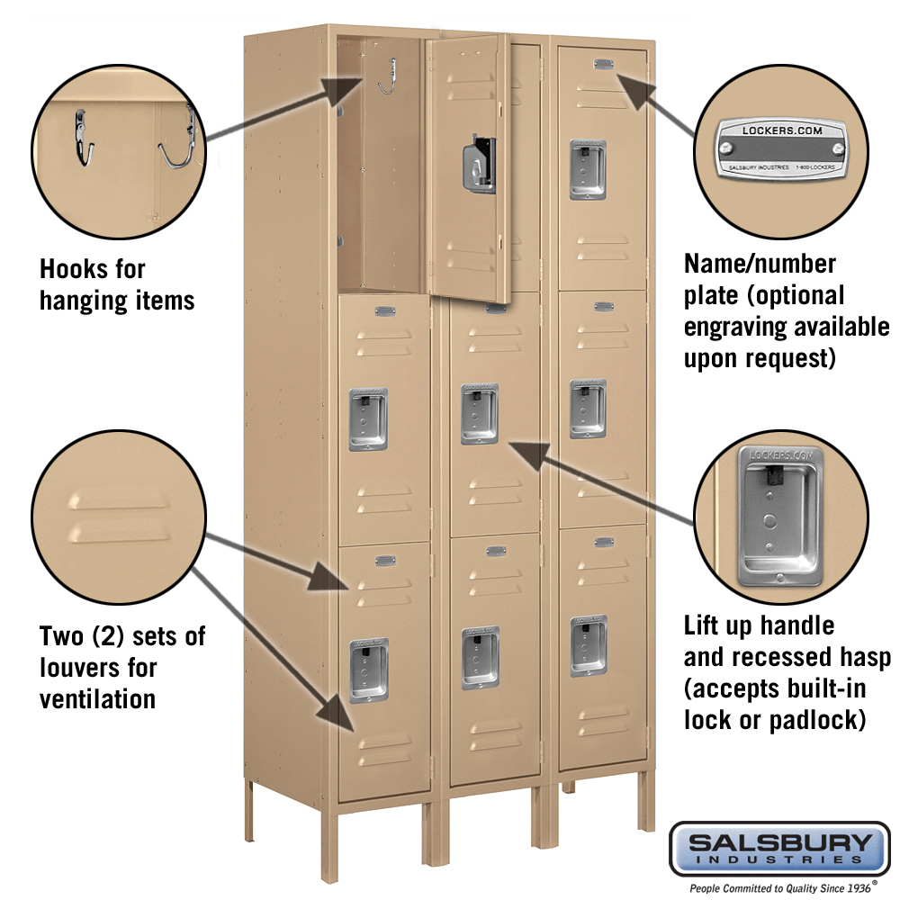 12 Wide Triple Tier Standard Metal Locker 3 Wide 6 Feet High 15 12 Wide Triple Tier Standard Metal Locker 3 Wide 6 Feet High 15
