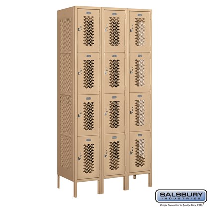 12" Wide Four Tier Vented Metal Lockers | Lockers.com
