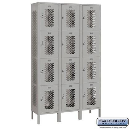 15" Wide Four Tier Vented Metal Lockers | Lockers.com