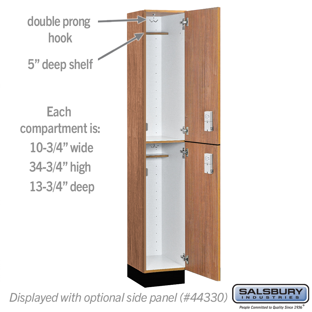 12" Wide Premier Wood Locker - Double Tier - 1 Wide - 6 Feet High - 15 ...