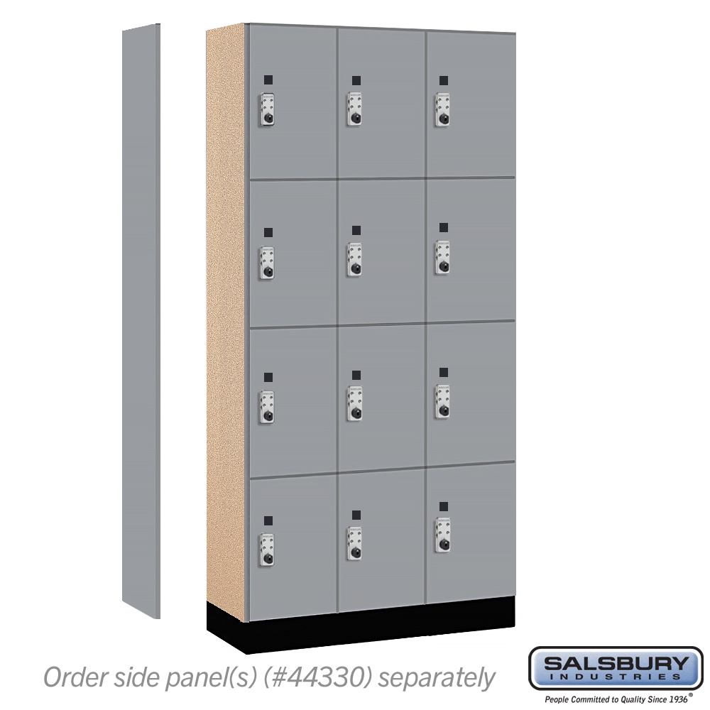 12" Wide Premier Wood Locker-Four Tier-3 Wide-6 Feet High-15" Deep ...